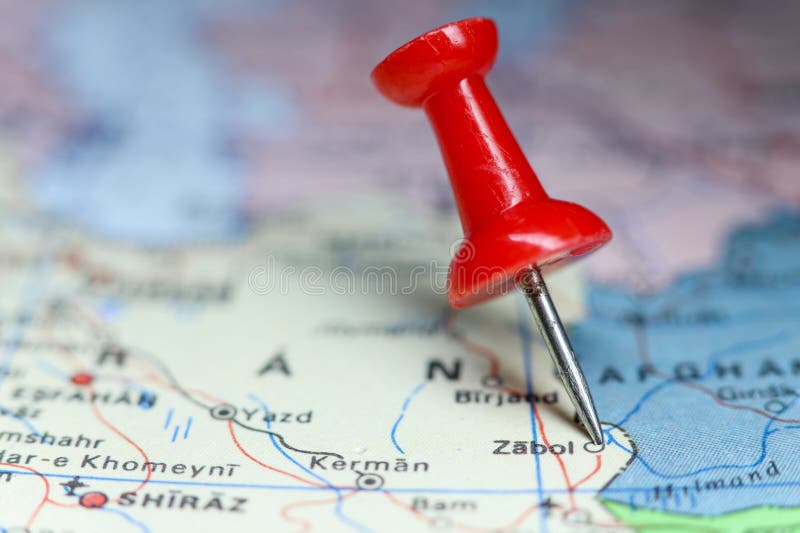 Zabol, Iran pin on map stock image. Image of explore - 367293885