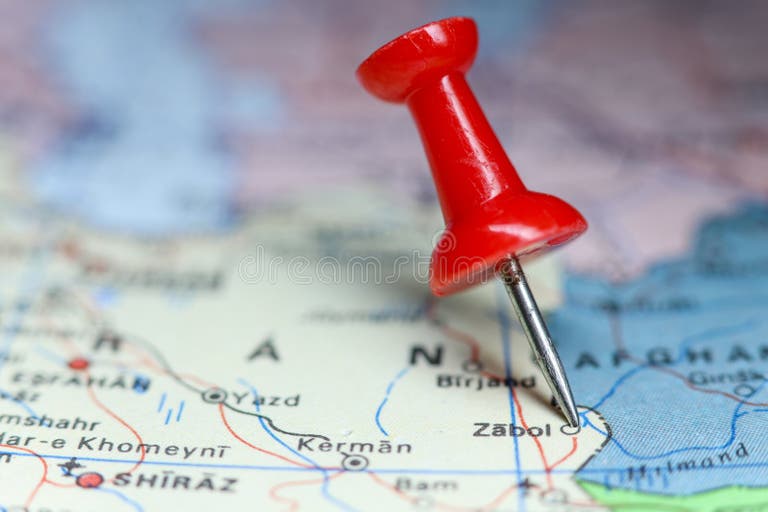Zabol, Iran pin on map stock image. Image of explore - 367293885