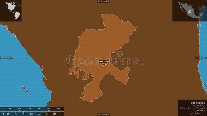Zacatecas Outline Map Mexico State Stock Vector - Illustration of ...