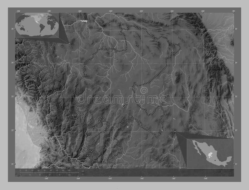 Zacatecas Outline Map Mexico State Stock Vector - Illustration of ...