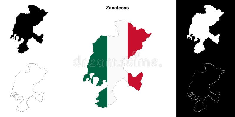 Zacatecas outline map stock vector. Illustration of template - 323677485