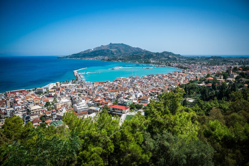 Vista Della Città Di Zacinto Fotografia Stock - Immagine di vecchio ...