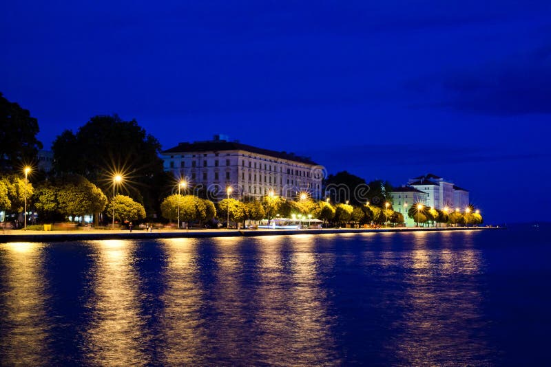 Zadar by night stock image. Image of glow, lamp, blue - 44702673