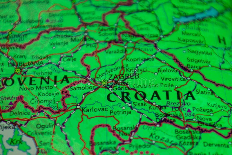 Zagreb the Capital and Largest City of Croatia on a Map Stock Photo ...
