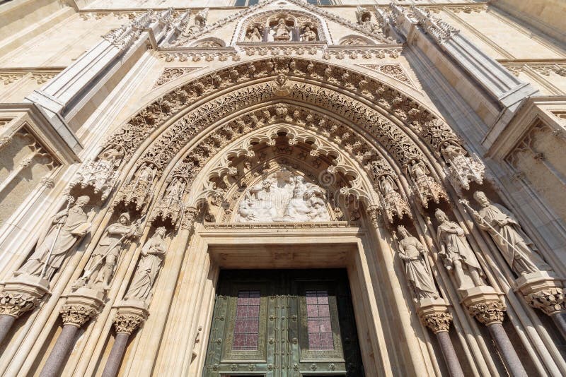 Zagreb cathedral entrance editorial stock photo. Image of mary - 97010513