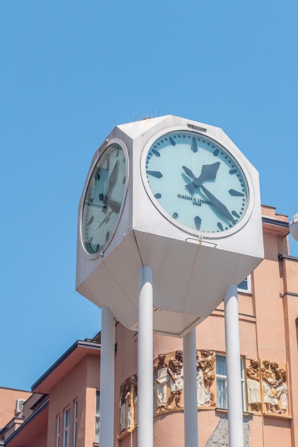 Large white street clock editorial photo. Image of street - 250616646