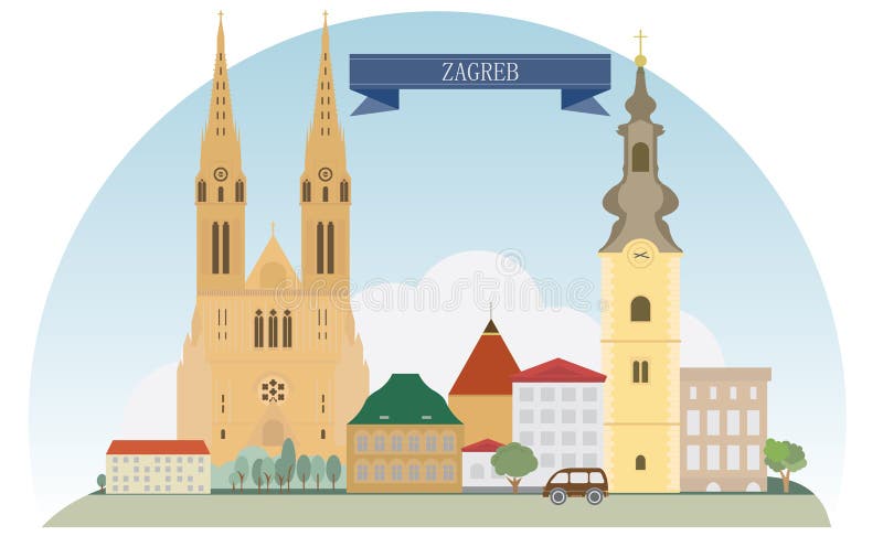 Zagreb Emblem stock vector. Illustration of city, symbols - 58381150