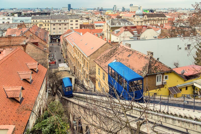 Zagreb funicular fotografía editorial. Imagen de restaurante - 28166397