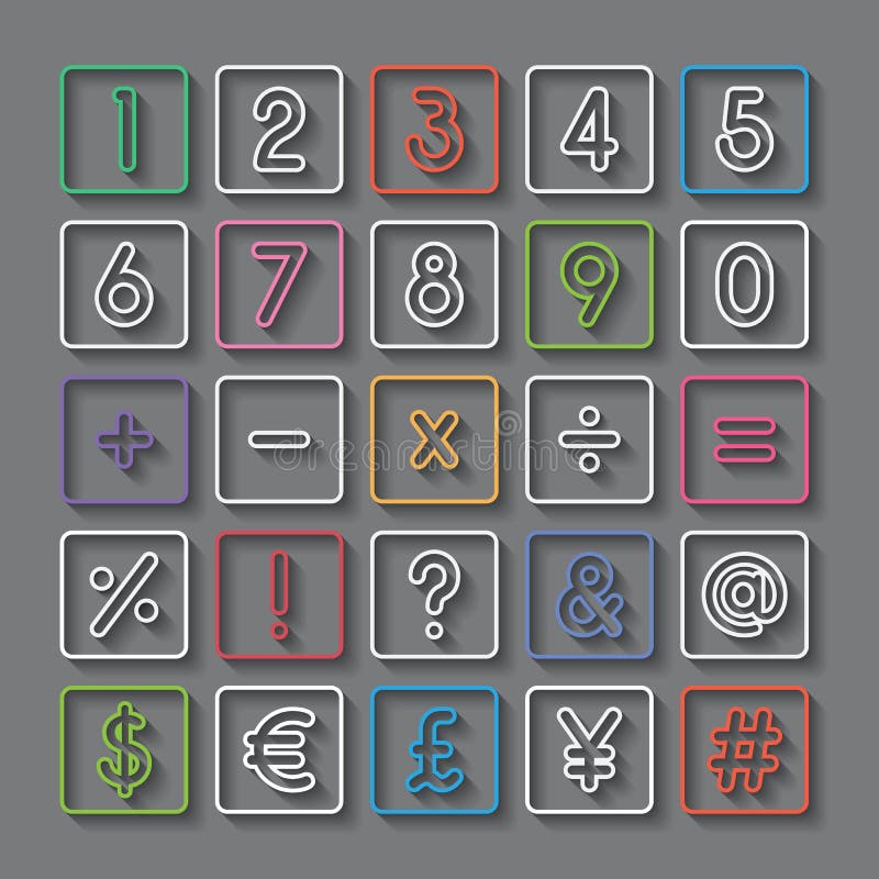 Zahl und Symbol vektor abbildung. Illustration von schule - 43418741