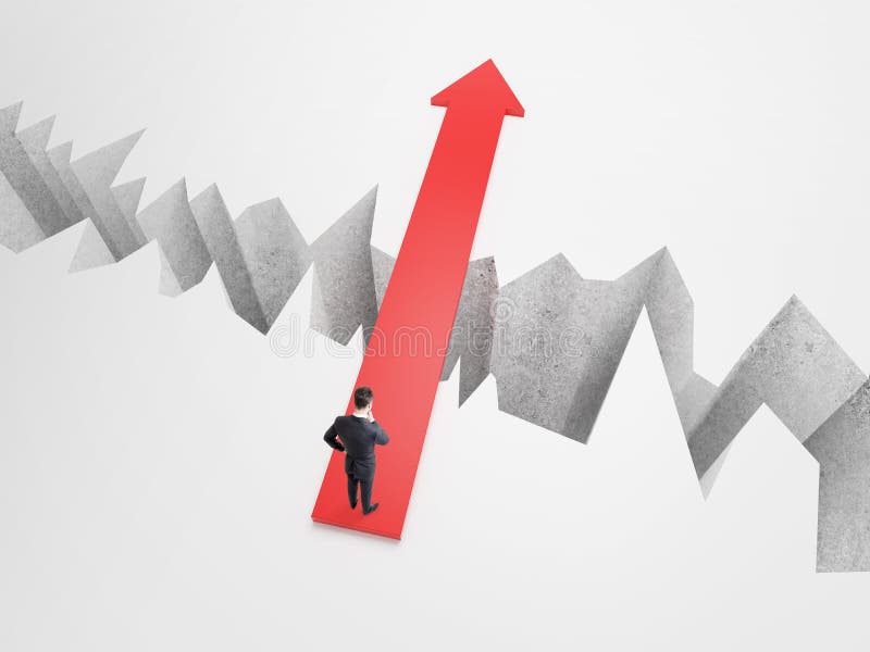 Zakenman op rode pijl stock foto. Image of creatief, vloer - 36294888