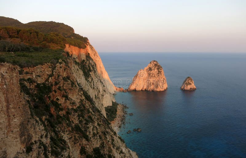 Mizithres Rocks Viewed from Keri Lighthouse Restaurant Stock Image ...