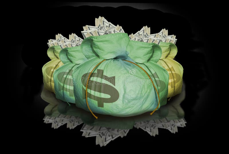 Zakken geld met bezinning stock foto. Image of financieel - 3938766