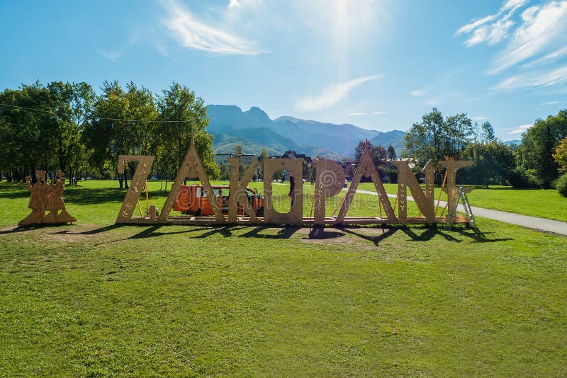 Zakopane, Poland stock photo. Image of trees, park, sign - 79725166