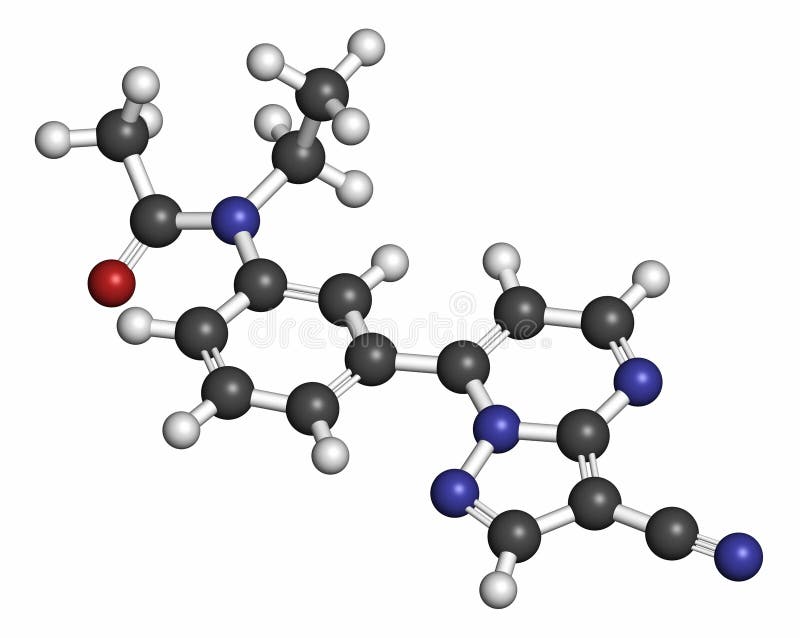Zaleplon Hypnotic Drug Molecule (sleeping Pill). Atoms are Represented ...