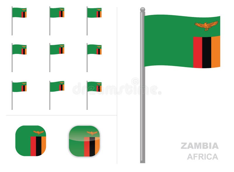 Zambia Flag Country Waving Animation App Icon Vector Stock Vector ...