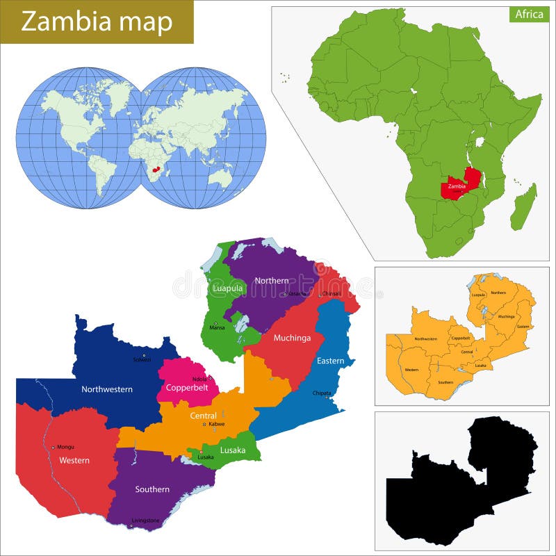 Zambia map stock vector. Illustration of geography, landlocked - 49293884