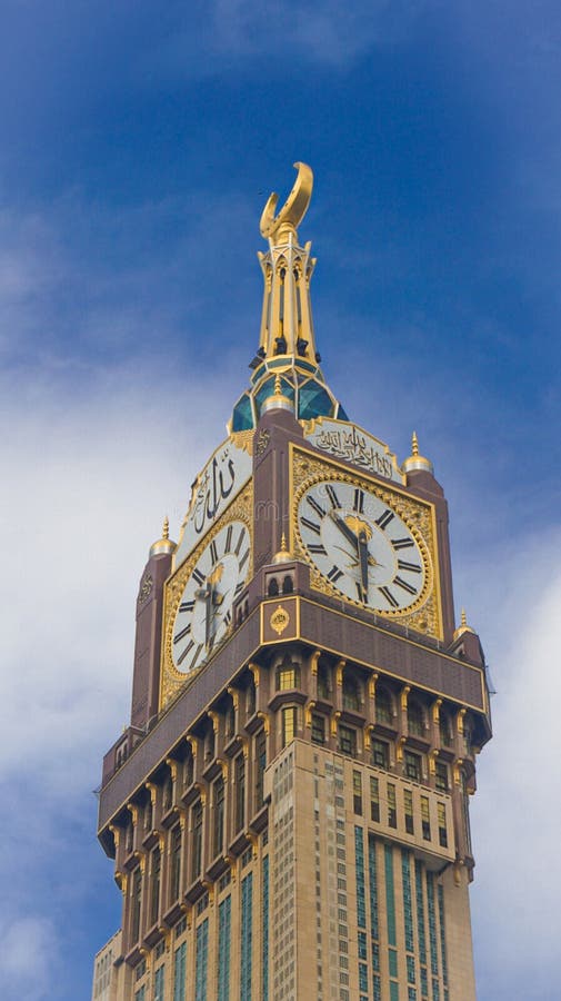 Zamzam Tower in Mecca City with Blue Sky Stock Photo - Image of spire ...