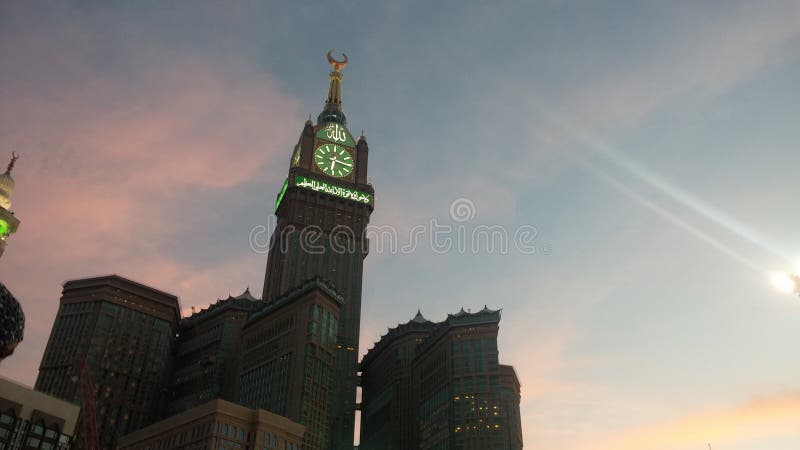 Zamzam Tower During Night In Mecca ,Saudi ,Arabia. Stock Photo - Image ...