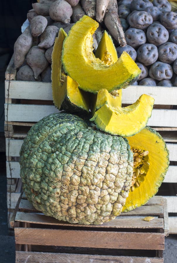 Zapallo -- Pumpkin or Squash Cutted in a Peruvian Market Stock Image ...
