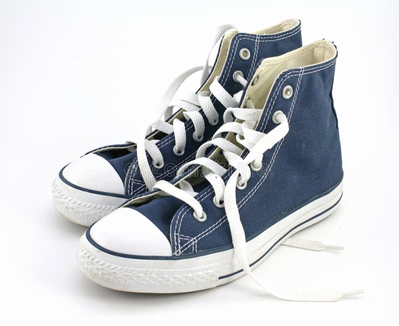 Zapatillas Azules En Tablas Grises Imagen de archivo - Imagen de gris ...