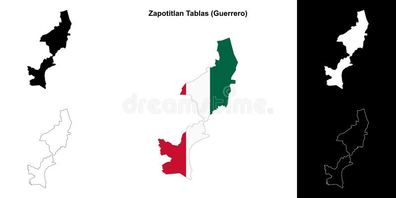 Zapotitlan Tablas Outline Map Stock Vector - Illustration of border ...