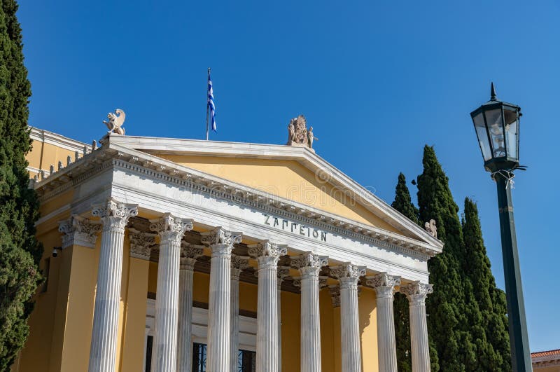 Zappeion Hall stock photo. Image of flag, columns, athens - 268348902