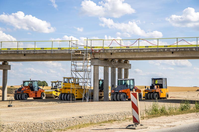 Zarasai, Lithuania- July 15, 2023: Road and Bridge Construction ...