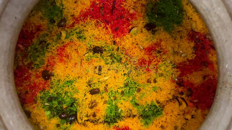 Zarda Pakistani Sweet Rice in Deg Stock Footage - Video of saffron ...