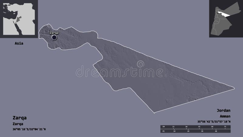 Zarqa, Province of Jordan,. Previews. Administrative Stock Illustration ...