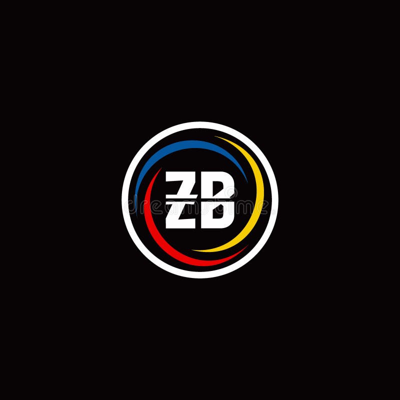 ZB Monogram Logo Isolated on Circle Shape with 3 Slash Colors Rounded ...