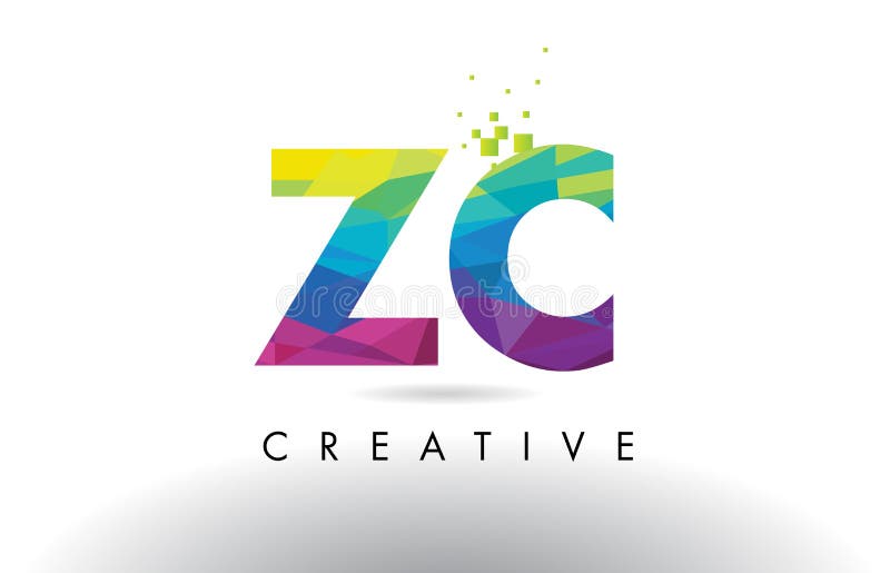 ZC Z C Colorful Letter Origami Triangles Design Vector. Stock Vector ...