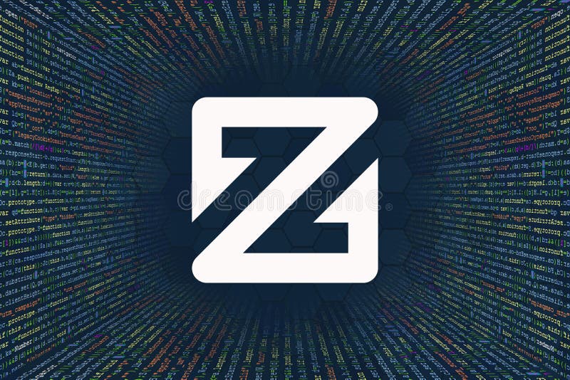 ZCoin, XZC Cryptocurrency Symbol. a Tunnel from a Computer Program Code ...