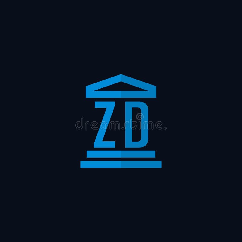 ZD Initial Logo Monogram with Simple Courthouse Building Icon Design ...
