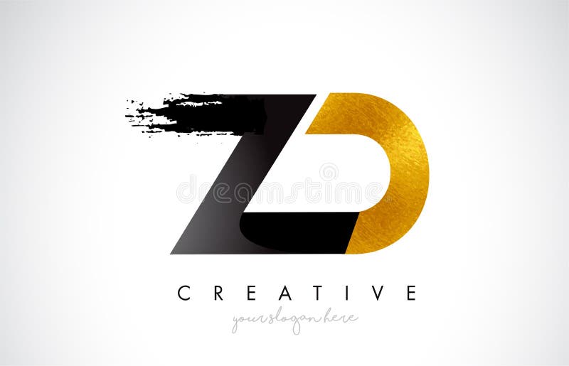 ZD Letter Design with Brush Stroke and Modern 3D Look Stock Vector ...