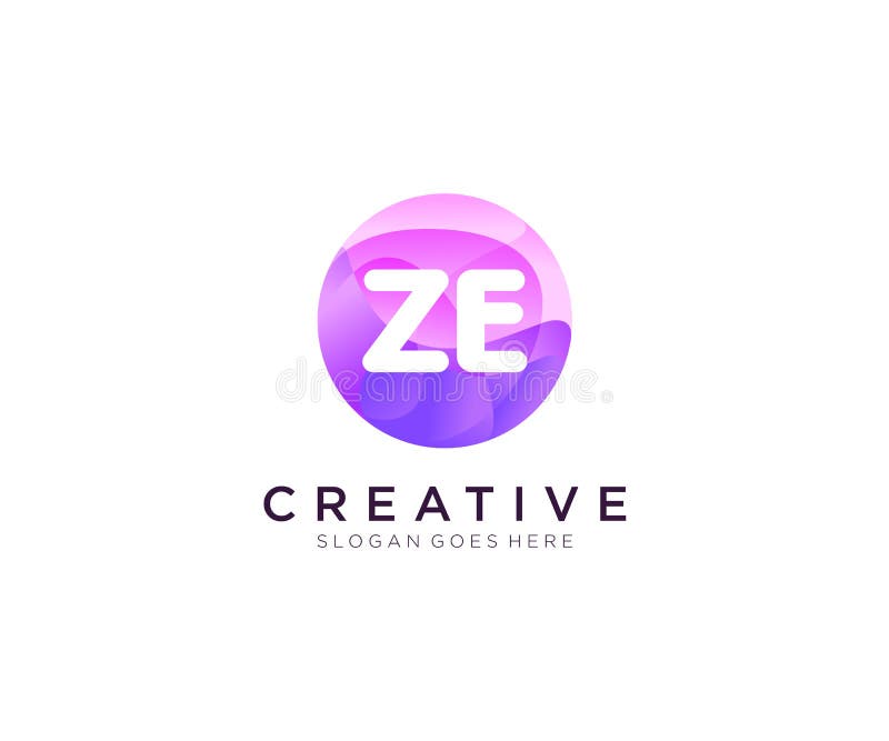 ZE Initial Logo with Colorful Circle Template Vector Stock Vector ...