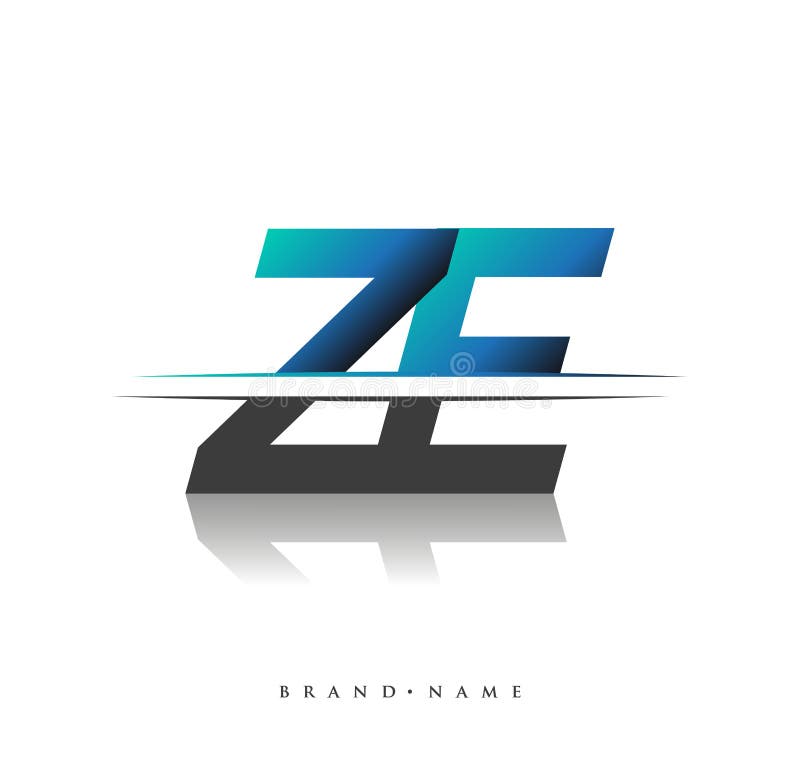 ZE Initial Logo Company Name Colored Black and Blue, Simple and Modern ...