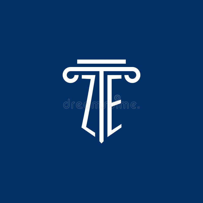 ZE Initial Logo Monogram with Simple Pillar Icon Stock Illustration ...