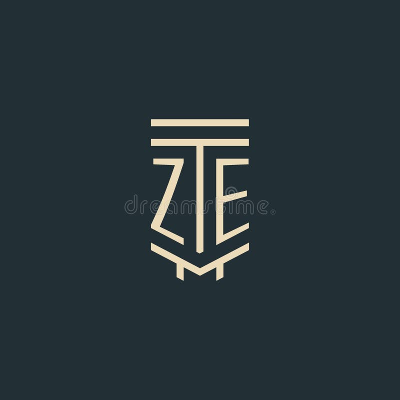 ZE Initial Monogram with Simple Line Art Pillar Logo Designs Stock ...