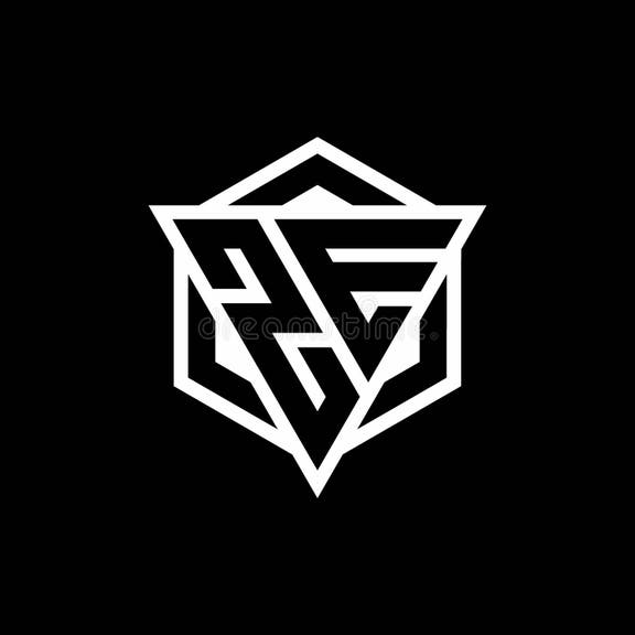 ZE Logo Monogram with Triangle and Hexagon Shape Combination Stock ...
