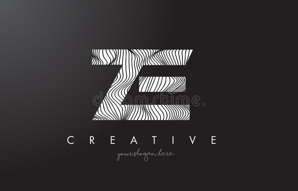 ZE Z E Letter Logo with Zebra Lines Texture Design Vector. Stock Vector ...