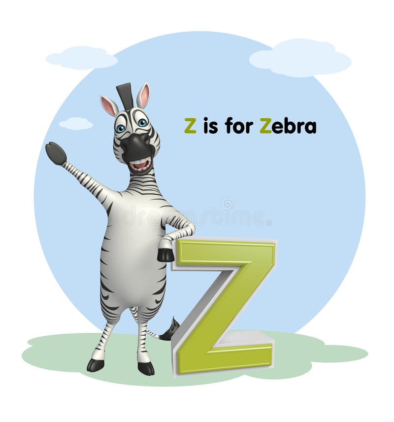 Zebra with alphabet stock illustration. Illustration of happy - 70058125