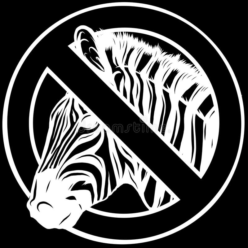 Zebra Animal in White Line on Black Background Stock Vector ...