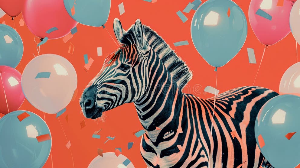 Zebra with balloon stripes stock illustration. Illustration of contrast ...