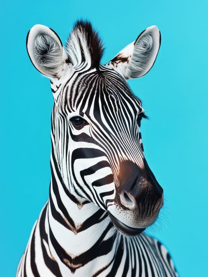 Zebra with a Black and White Striped Face is Staring at the Camera ...