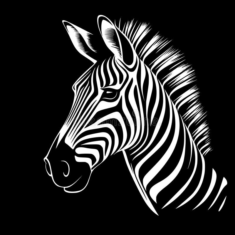 Zebra - Black and White Vector Illustration Stock Vector - Illustration ...