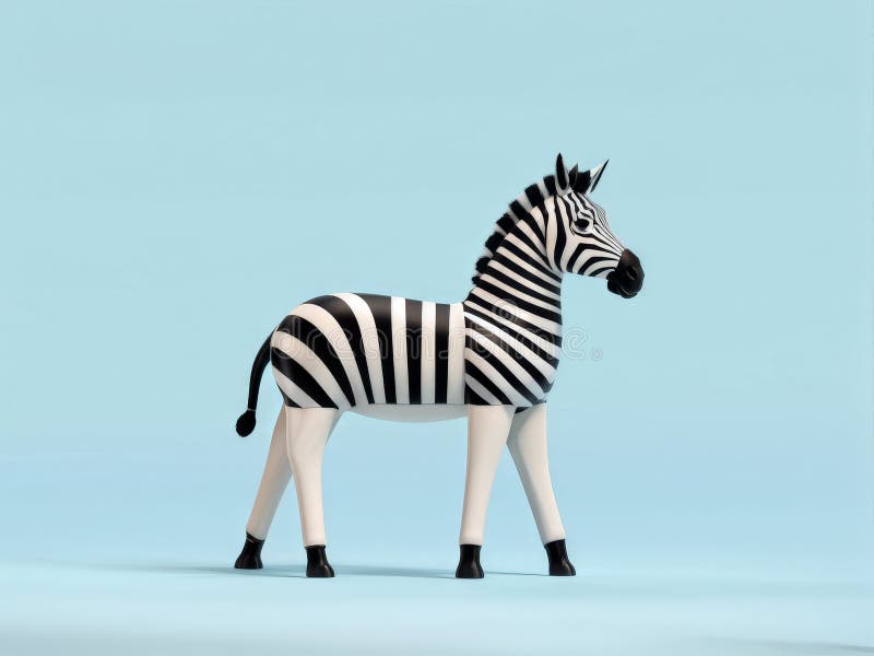 Zebra on Blue Background, 3d Image. Computer Digital Illustration Stock ...