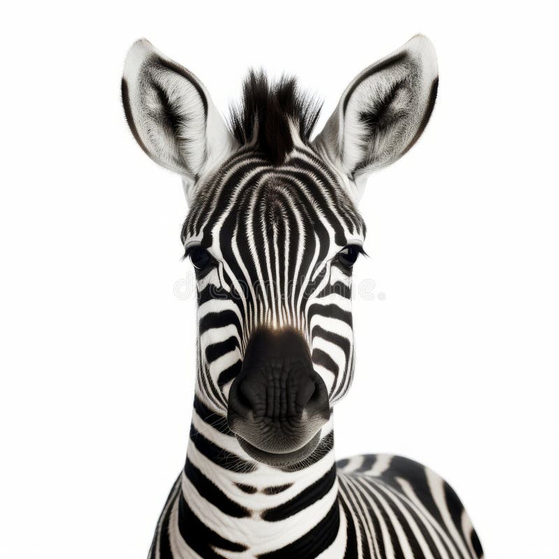 Quirky and Cute Male Zebra Portrait on White Background Stock ...