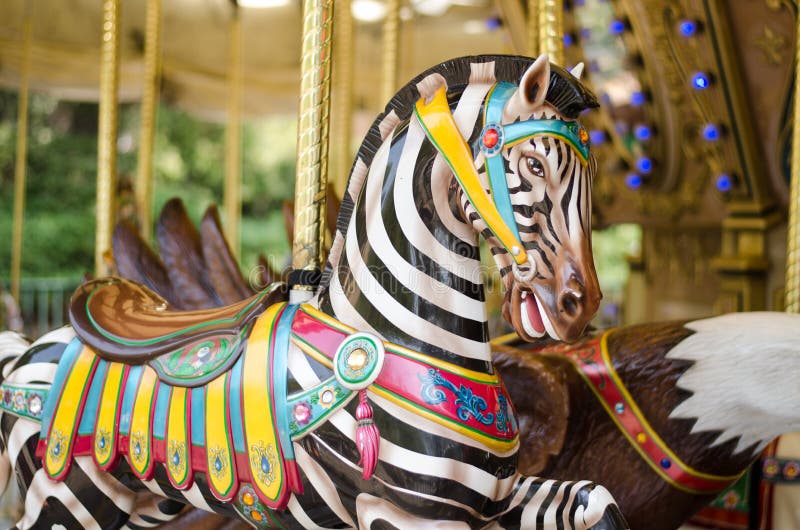 Carousel Zebra stock photo. Image of amusement, play - 23139372