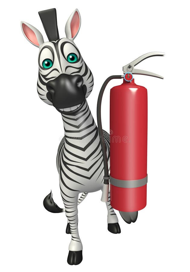 Zebra Cartoon Character with Fire Extinguishing Stock Illustration ...