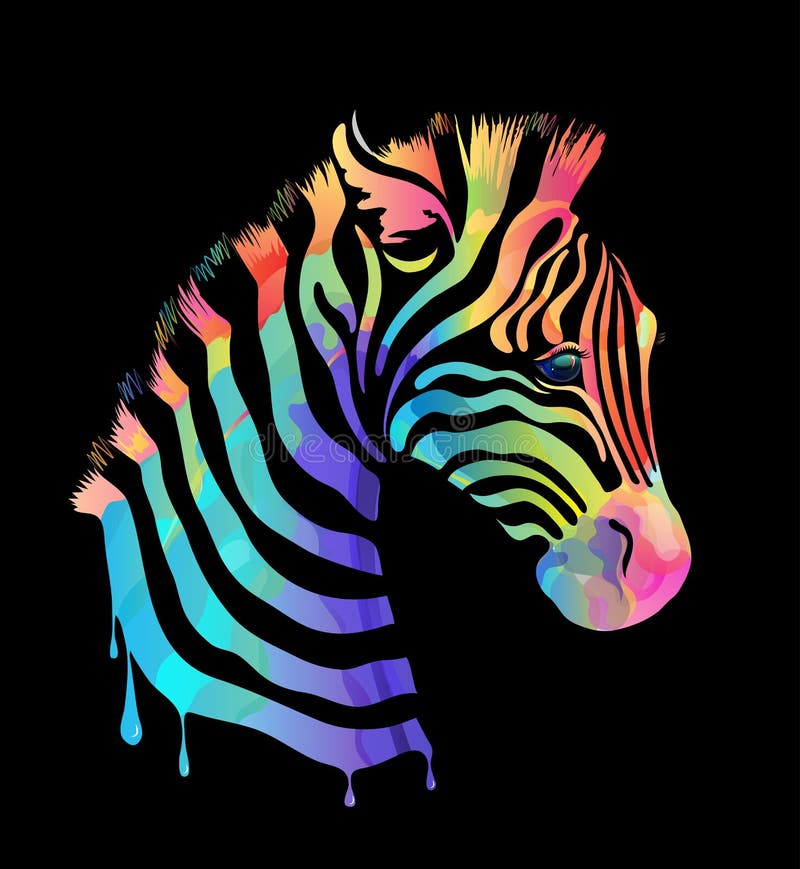 Zebra colorata sul nero illustrazione vettoriale. Illustrazione di ...